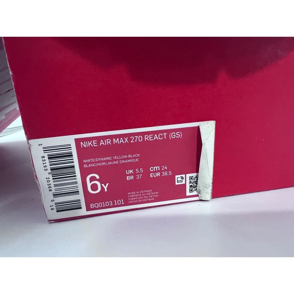 Nike | Shoes | Nike Air Max 27 React Gs White Dynamic Yellow Bq003101 ...